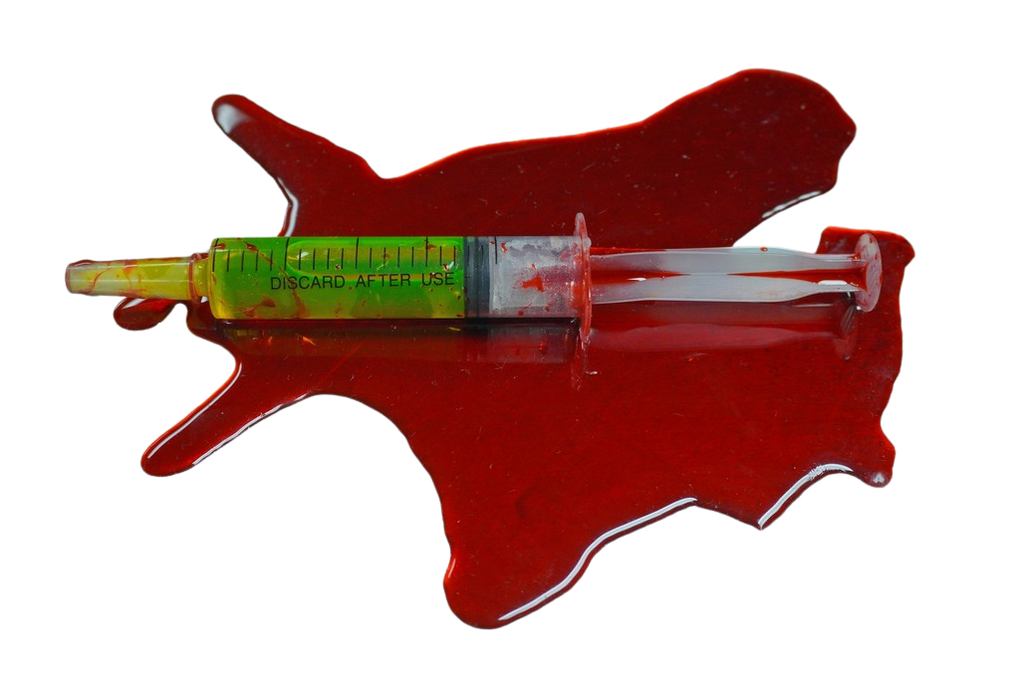 Resin Blood Pool with Glowing Syringe – Dapper Cadaver Props