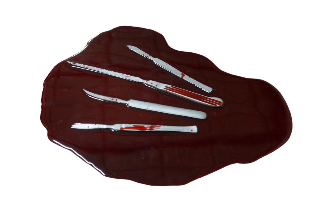 Blood Pool with Replica Scalpels – Dapper Cadaver Props
