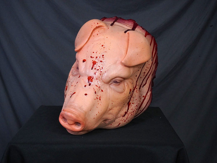 Splatter Hanging Pig Head Prop – Dapper Cadaver Props